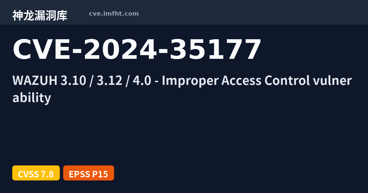 CVE-2024-35177: Improper Access Control in wazuh-agent - Vulnerability ...