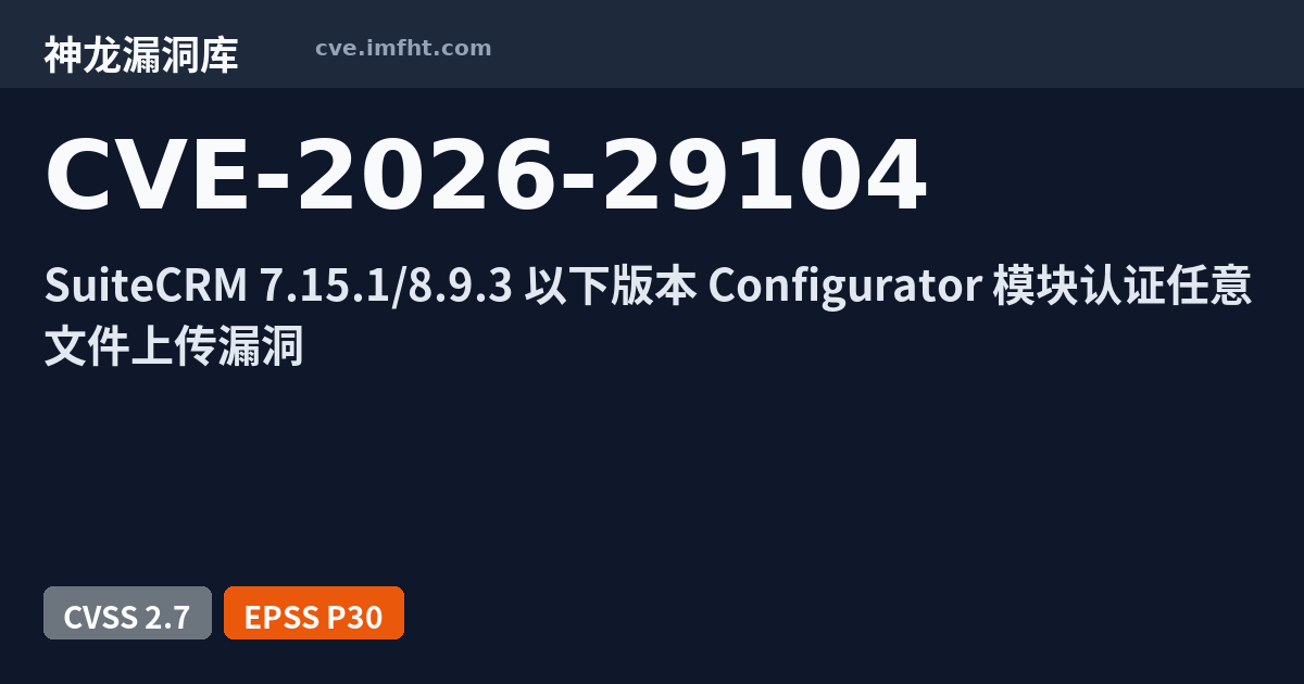 CVE-2026-29104: SuiteCRM Vulnerable to Authenticated Arbitrary File ...