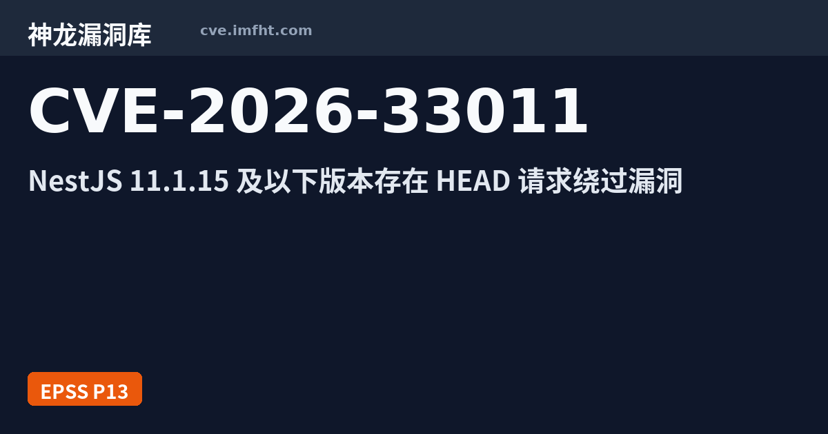 CVE-2026-33011: Nest Fastify HEAD Request Middleware Bypass ...